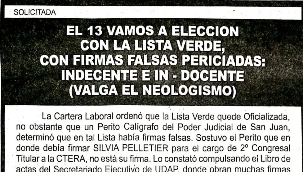 La Lista Celeste de UDAP emitió un comunicado con respecto a las elecciones en el sindicato ...