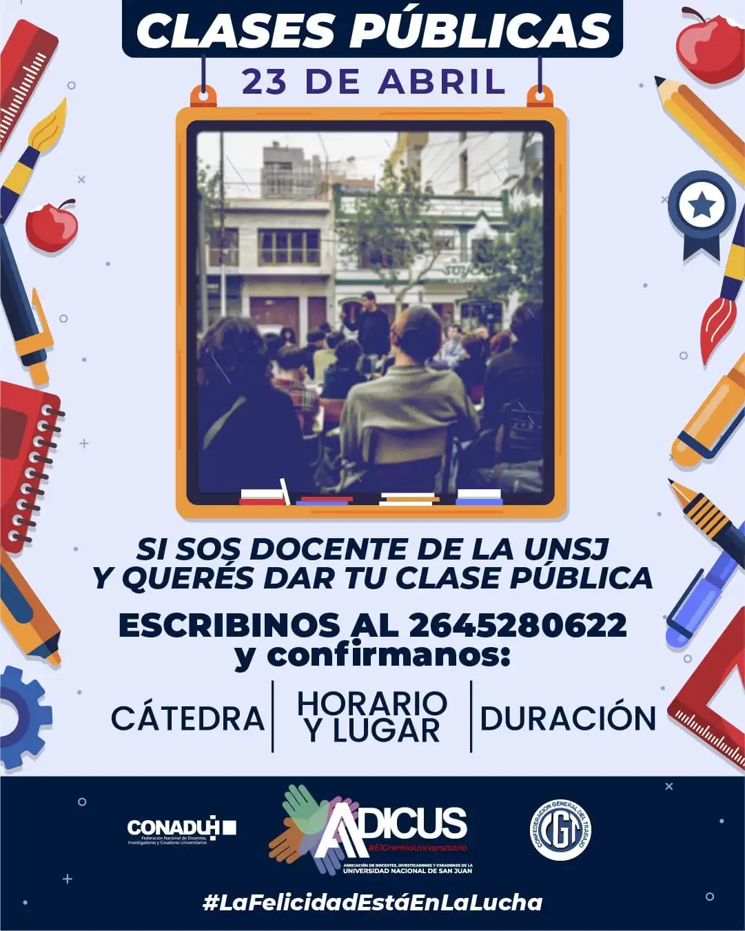 ADICUS convoca a realizar Clases Públicas el próximo 23 de abril ...